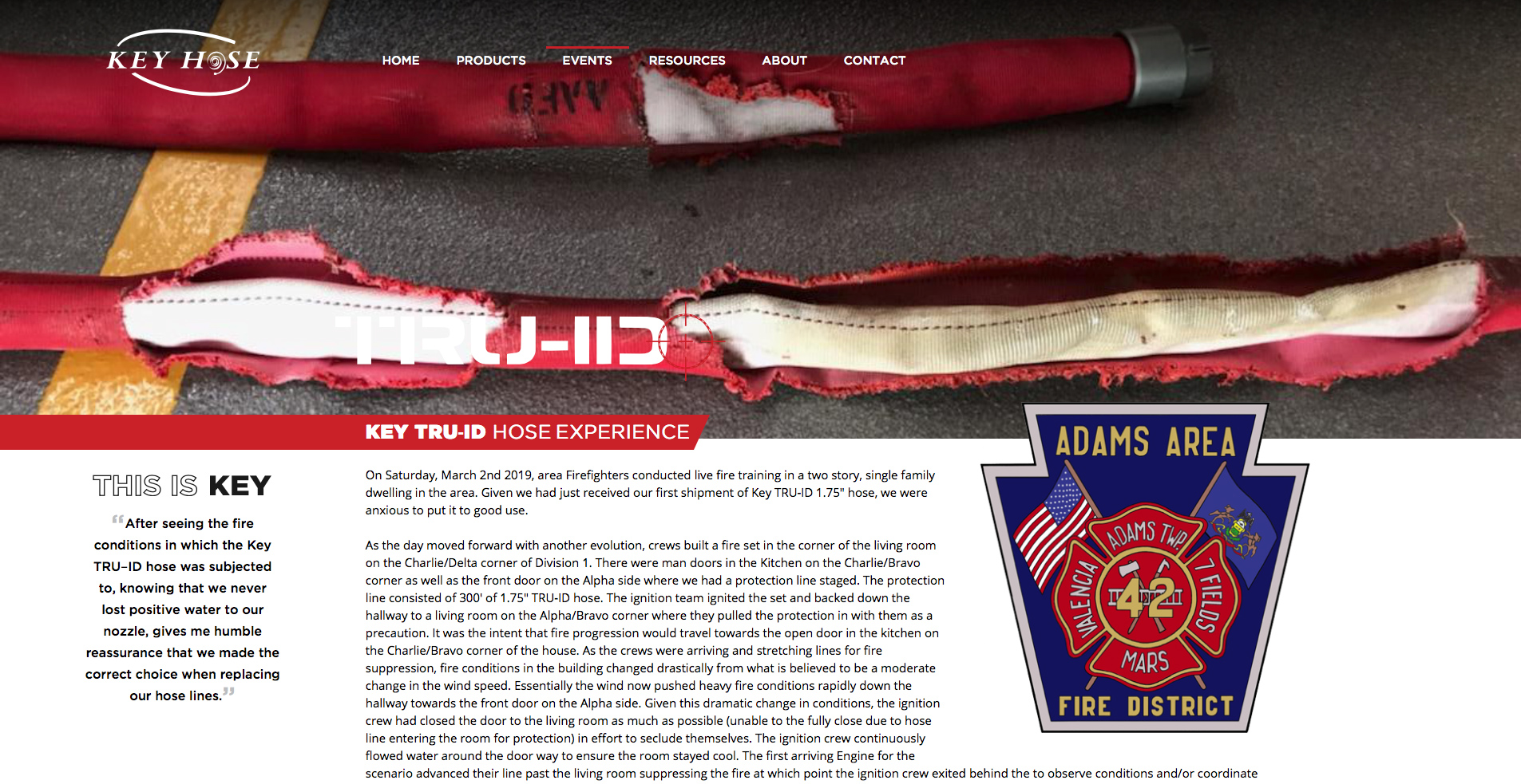 Key Hose - Adams Area Fire District TRU-ID Hose Experience